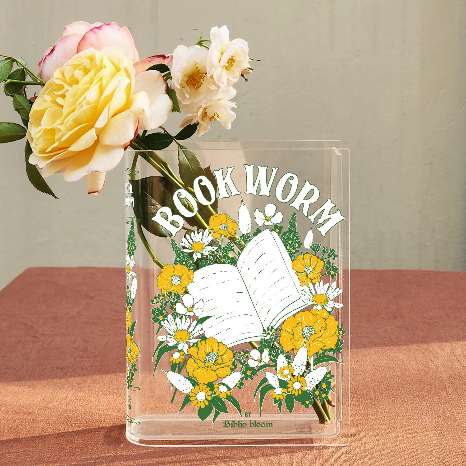 Bookworm Acrylic Book Vase - Book Gift for Book Lovers
