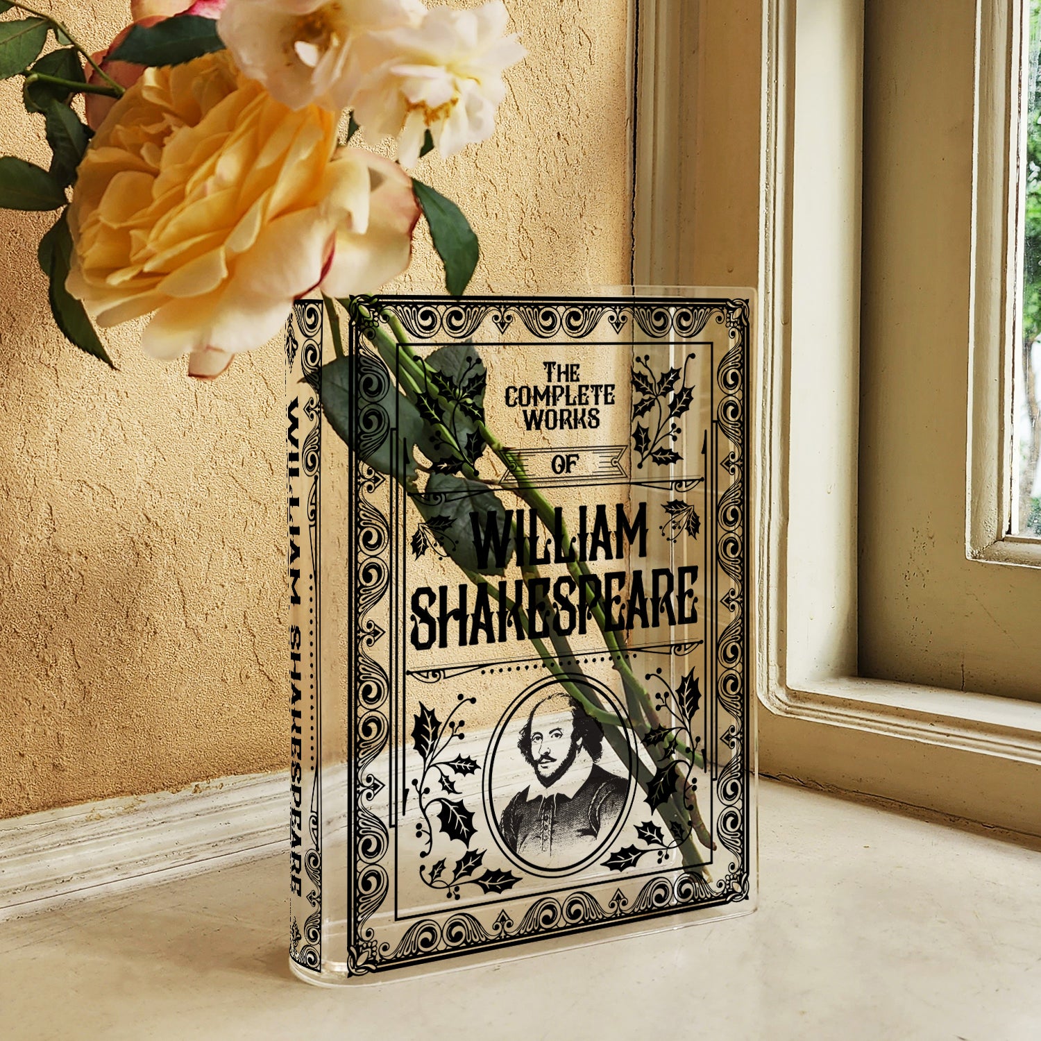 William Shakespeare Acrylic Book Vase - Book Gift for Book Lovers