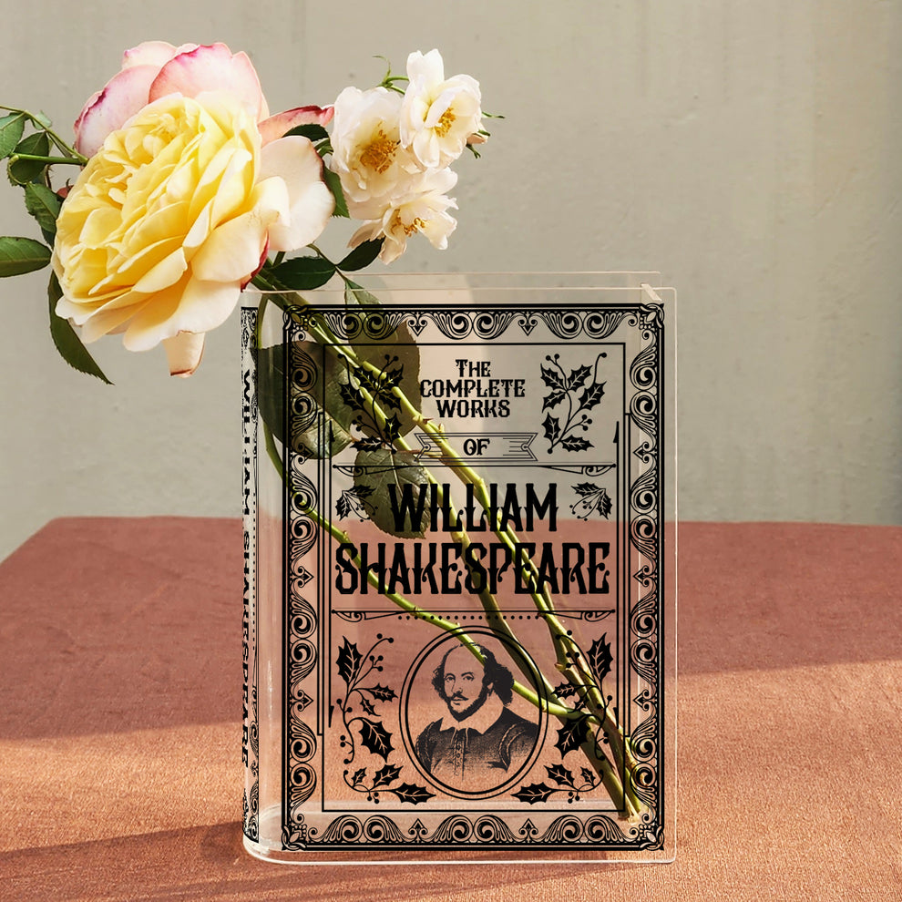 William Shakespeare Acrylic Book Vase - Book Gift for Book Lovers