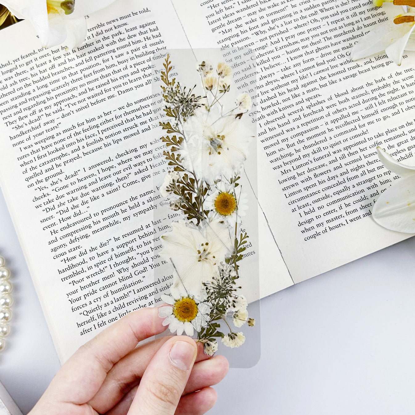 Vintage Vanilla Pressed Flower Bookmark